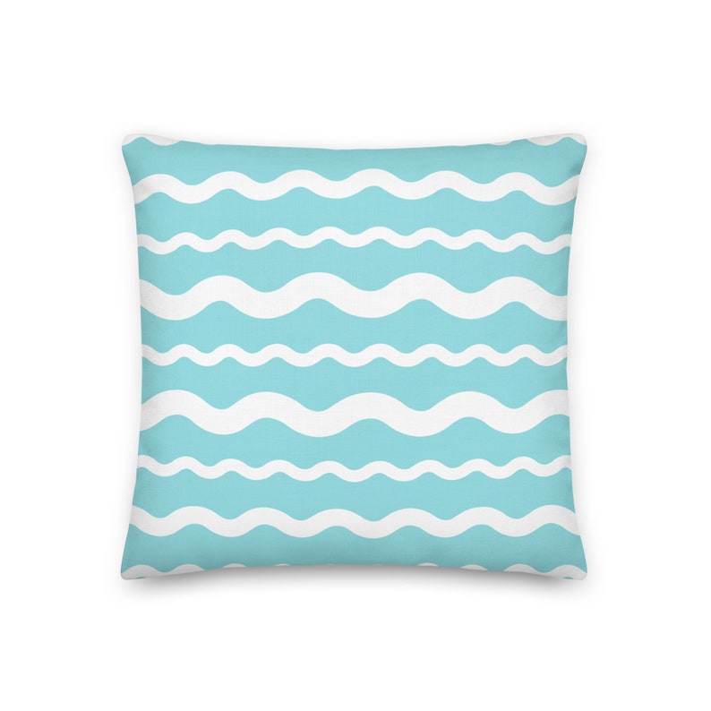 Ric Rac Stripe Aqua Blue Premium Pillow - Etsy