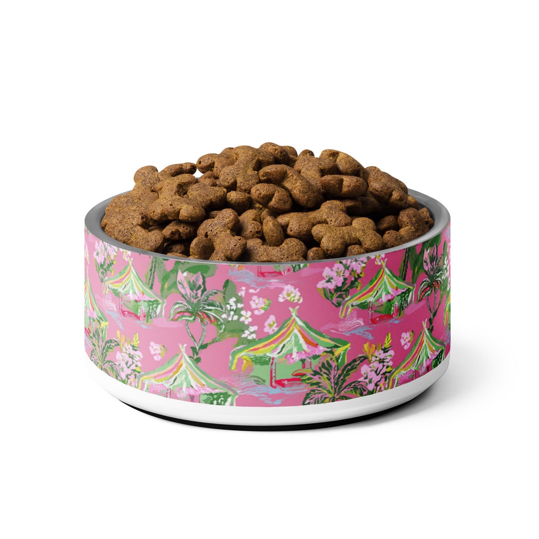 Palm Beach Tiki Hut Coastal Preppy Pet Bowl - Etsy