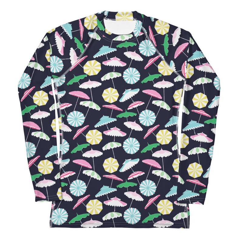 Beach Umbrella Party Coastal Preppy Women's Rash Guard UPF 50+ - Etsy