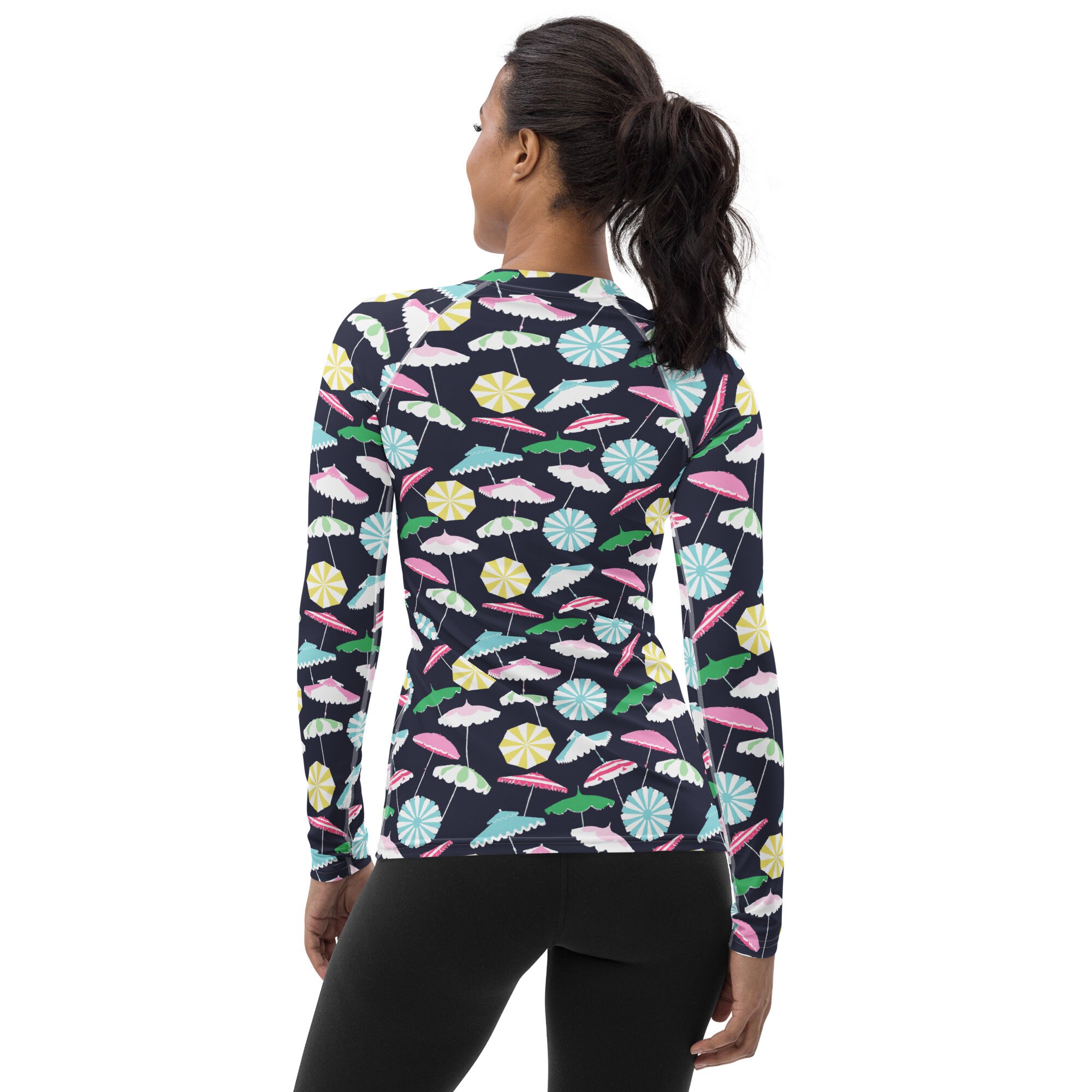 Beach Umbrella Party Coastal Preppy Women's Rash Guard UPF 50+ - Etsy