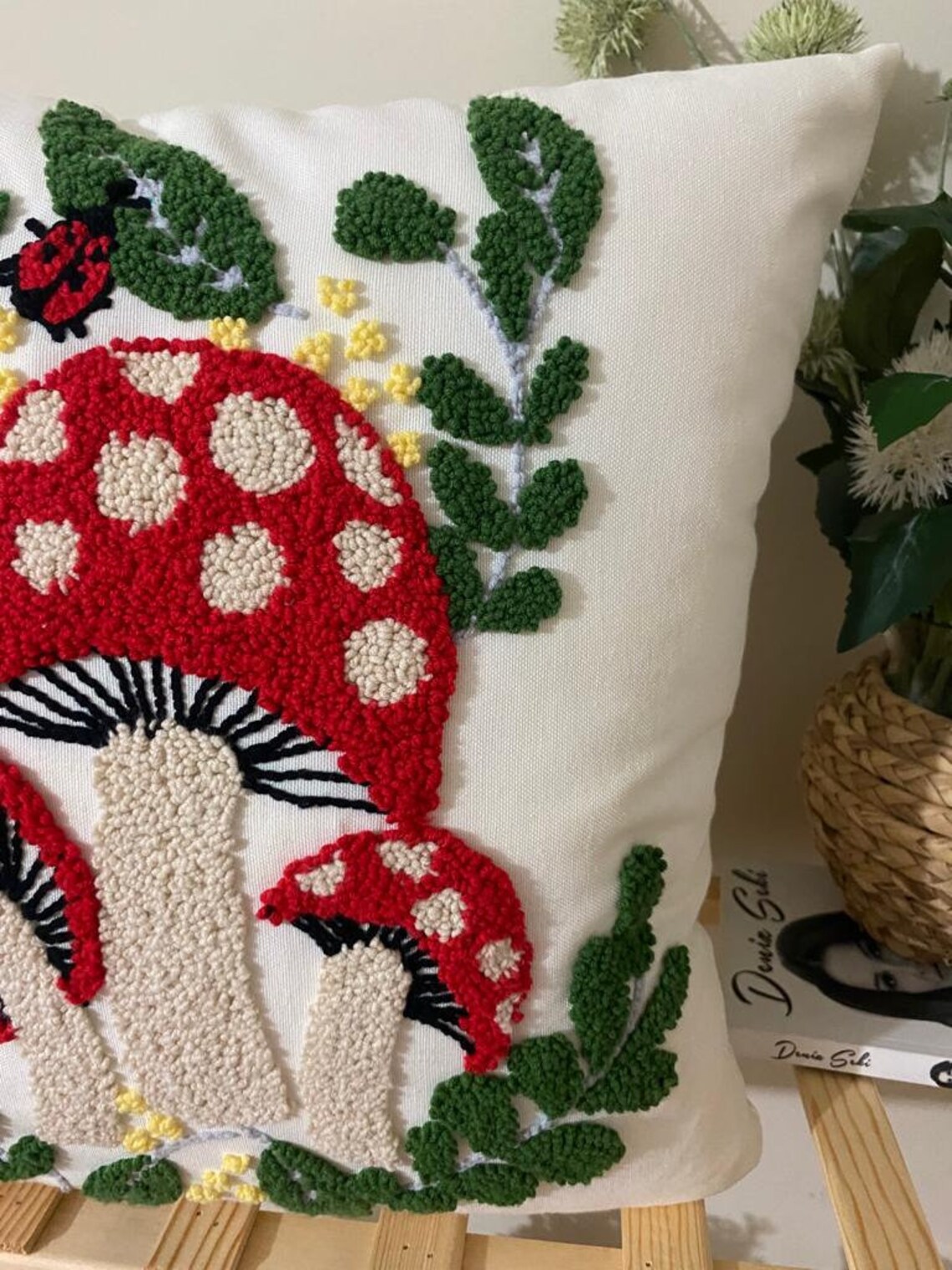 Handmade Mushroom Punch Needle Pillow Cover, Tufted Gnome Cushion - Etsy