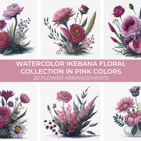 Pastel Watercolor Floral Clipart, Floral SVG Bundle, Ikebana ...