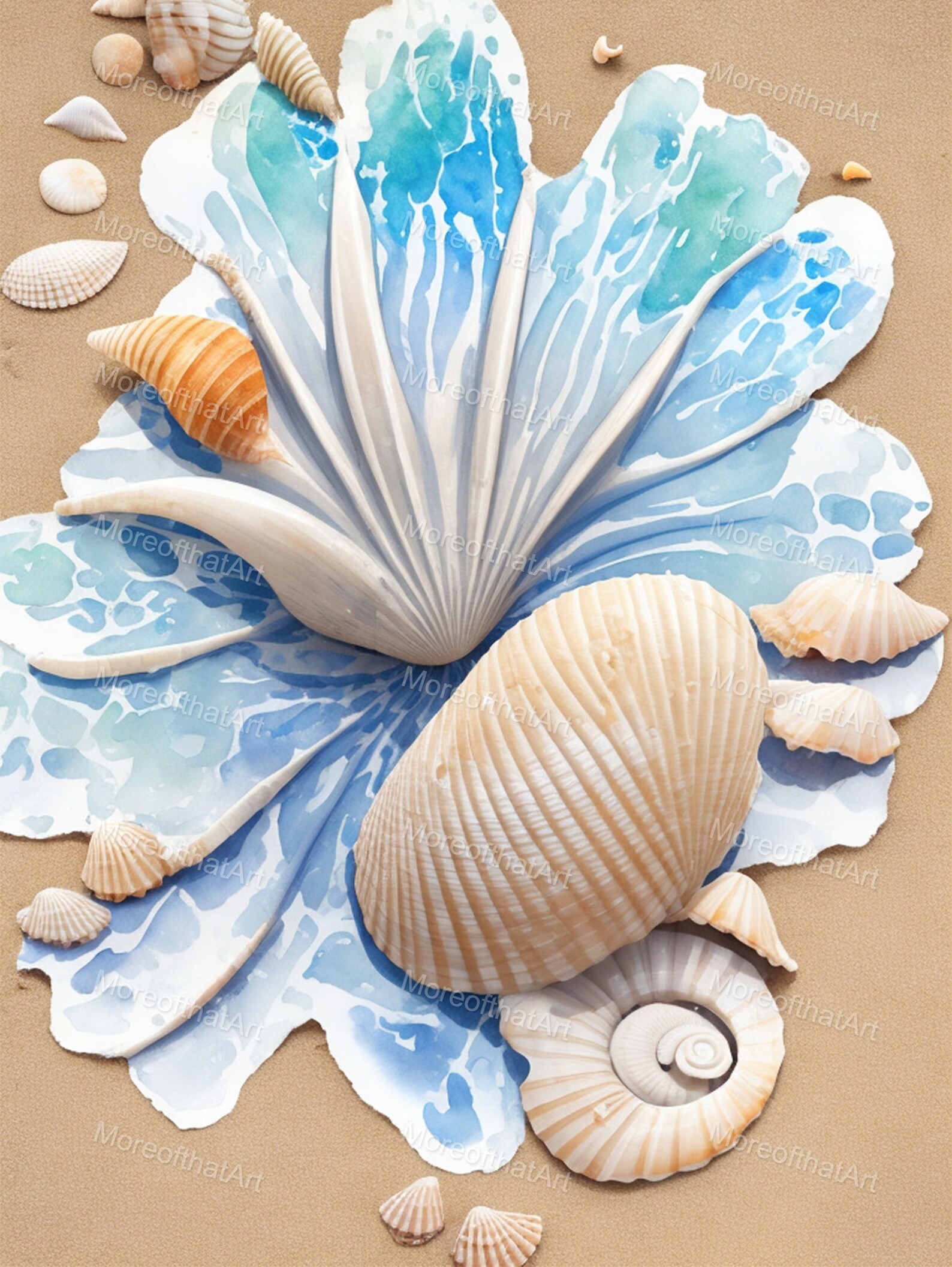 Watercolor Seashell Clipart, Nautical Clipart Bundle, Beach Clipart ...