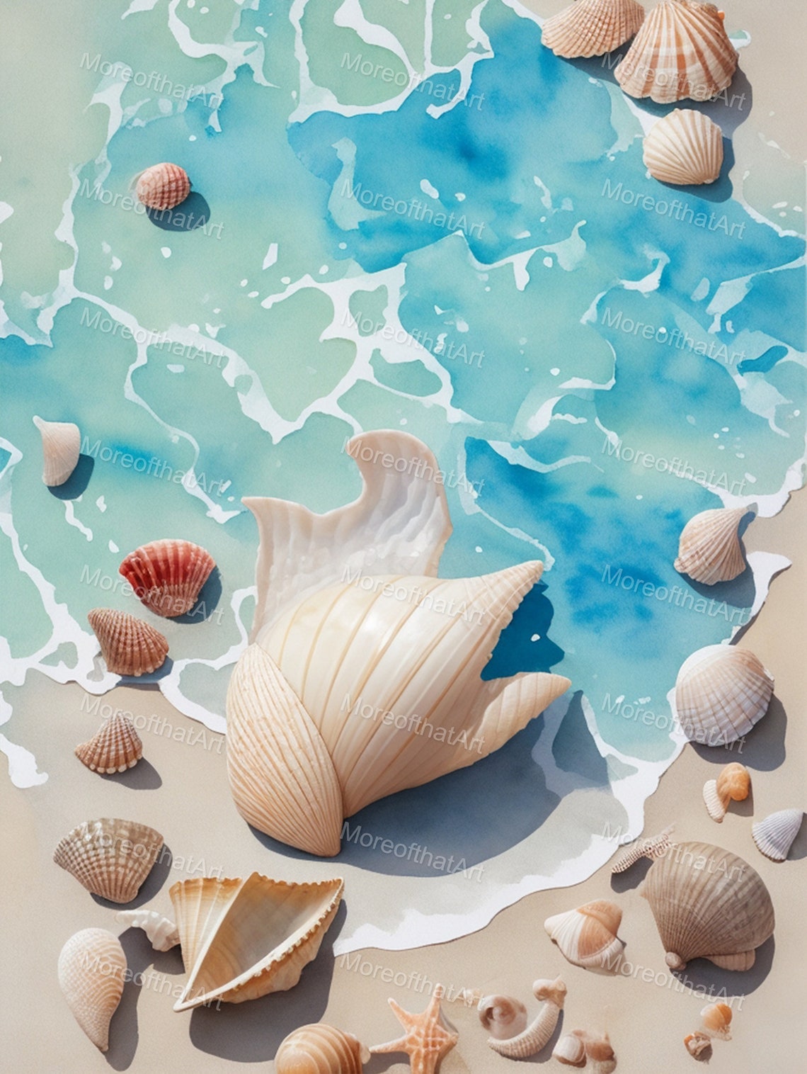 Watercolor Seashell Clipart, Nautical Clipart Bundle, Beach Clipart ...