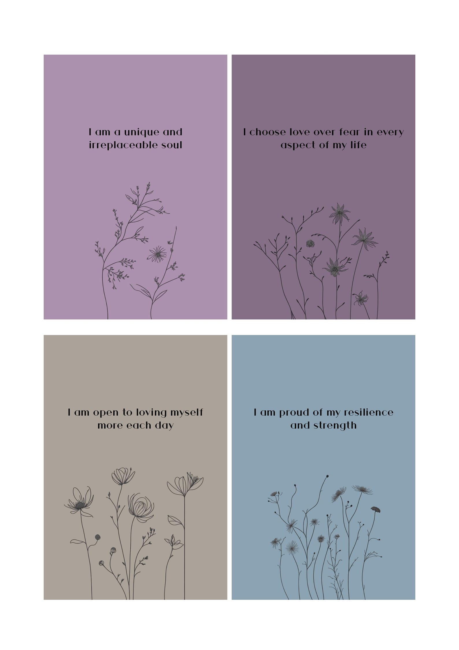 Printable Affirmation Cards, Self Care & Mindfulness Quotes, Digital ...