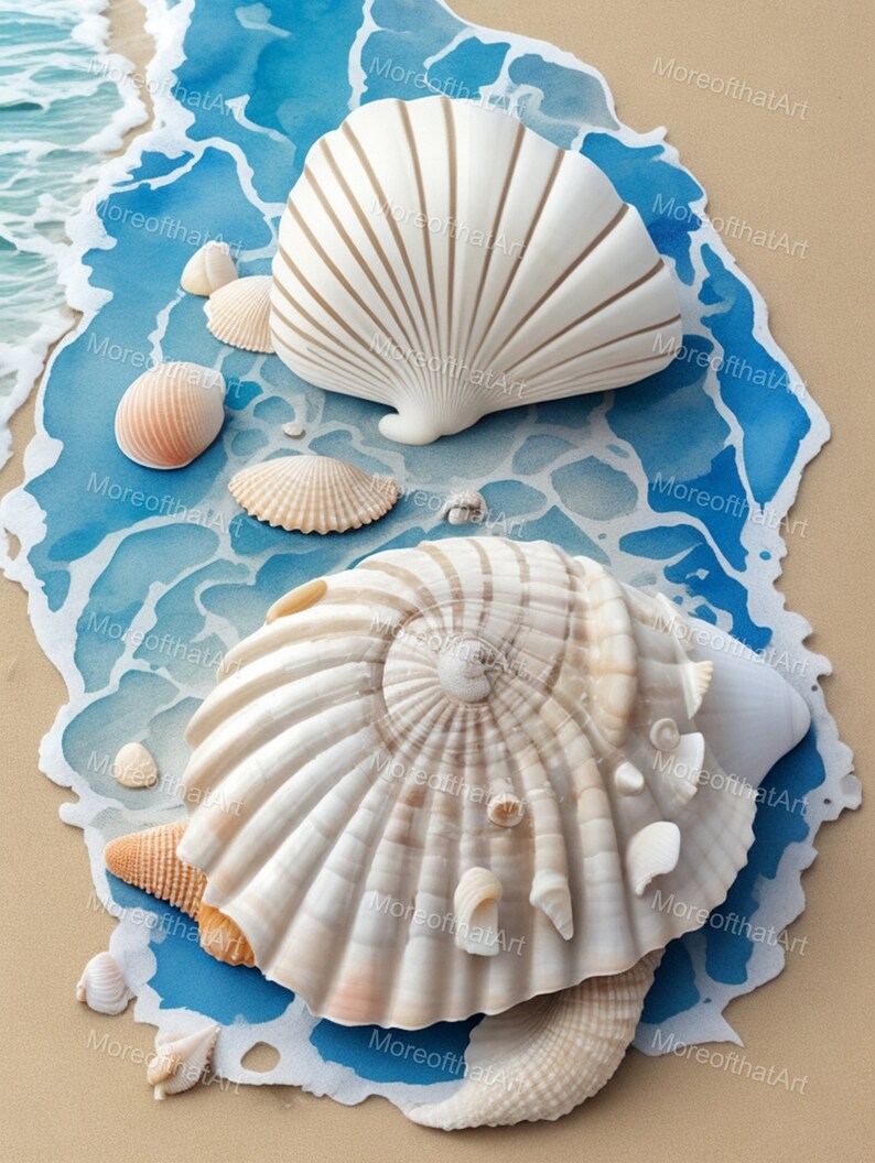 Watercolor Seashell Clipart, Nautical Clipart Bundle, Beach Clipart ...