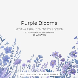 Watercolor Purple Wild Floral PNG Clipart, PNG Flowers, Floral Wreaths ...