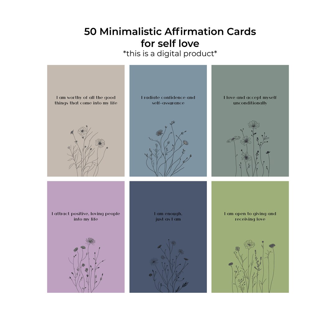 50 Self Care Printable Package Affirmation Cards, Self Love Birthday ...