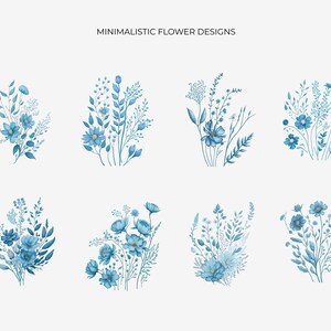 Baby Blue Watercolor Flower Clipart, PNG Flower Collection, Ikebana ...