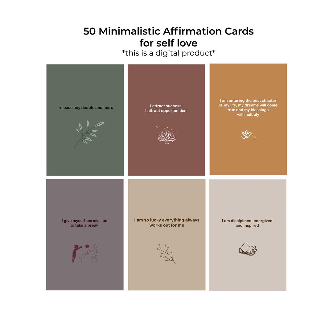 50 Affirmation Cards for Self Growth, Practise Self Love, Positive ...