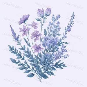 Watercolor Purple Wild Floral PNG Clipart, PNG Flowers, Floral Wreaths ...
