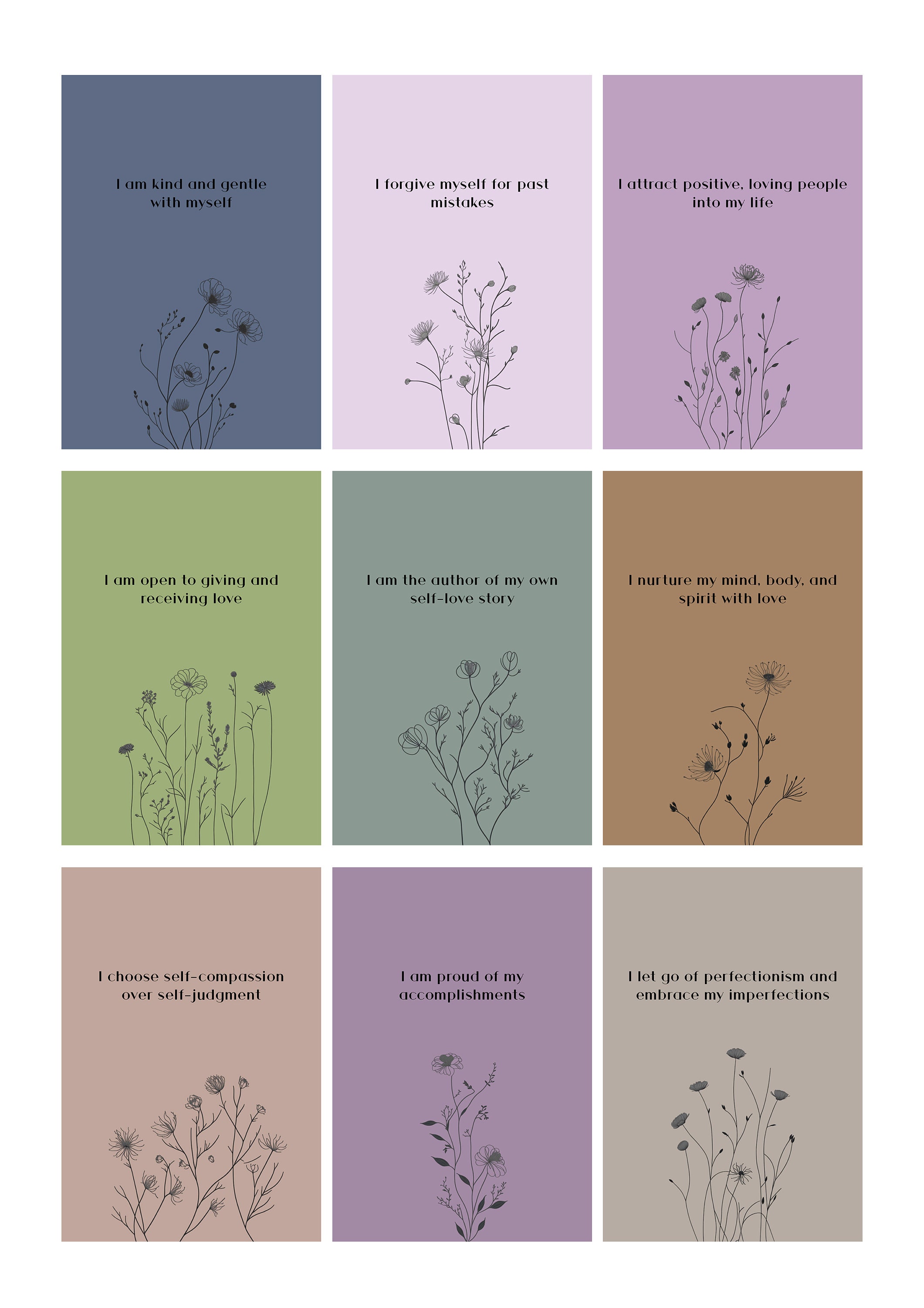 Printable Affirmation Cards, Self Care & Mindfulness Quotes, Digital ...