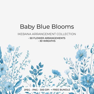 Baby Blue Watercolor Flower Clipart, PNG Flower Collection, Ikebana ...