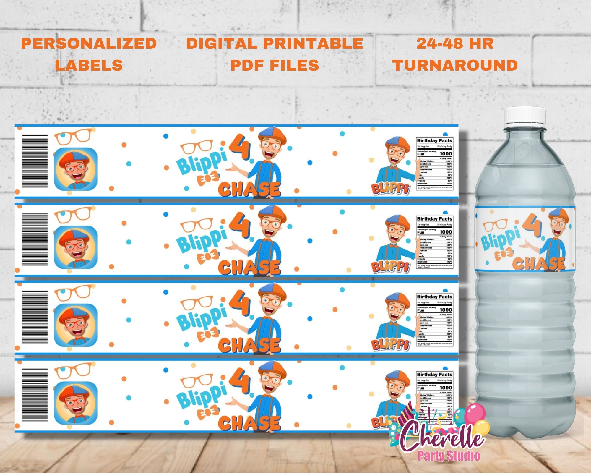 Blippi Water Bottle Sticker Blippi Water Bottle Label - Etsy
