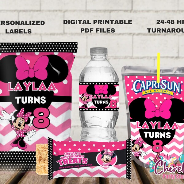 Label Template Minnie Mouse - Etsy