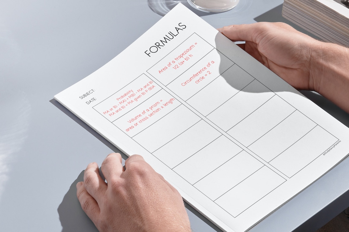 Formulas Printable Revision Sheet, GCSE Exam Study Help for Revising ...