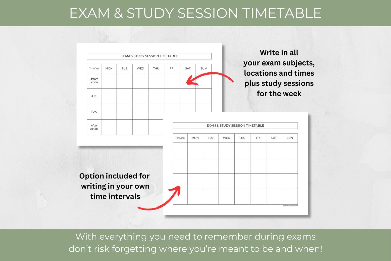 Exam Study Timetable, Printable Timetable Planner, Time Table Schedule ...