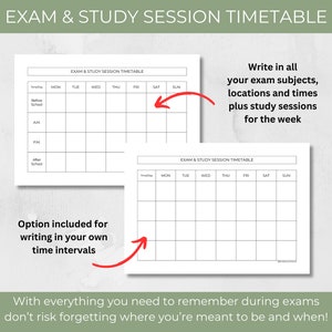 Exam Study Timetable, Printable Timetable Planner, Time Table Schedule ...