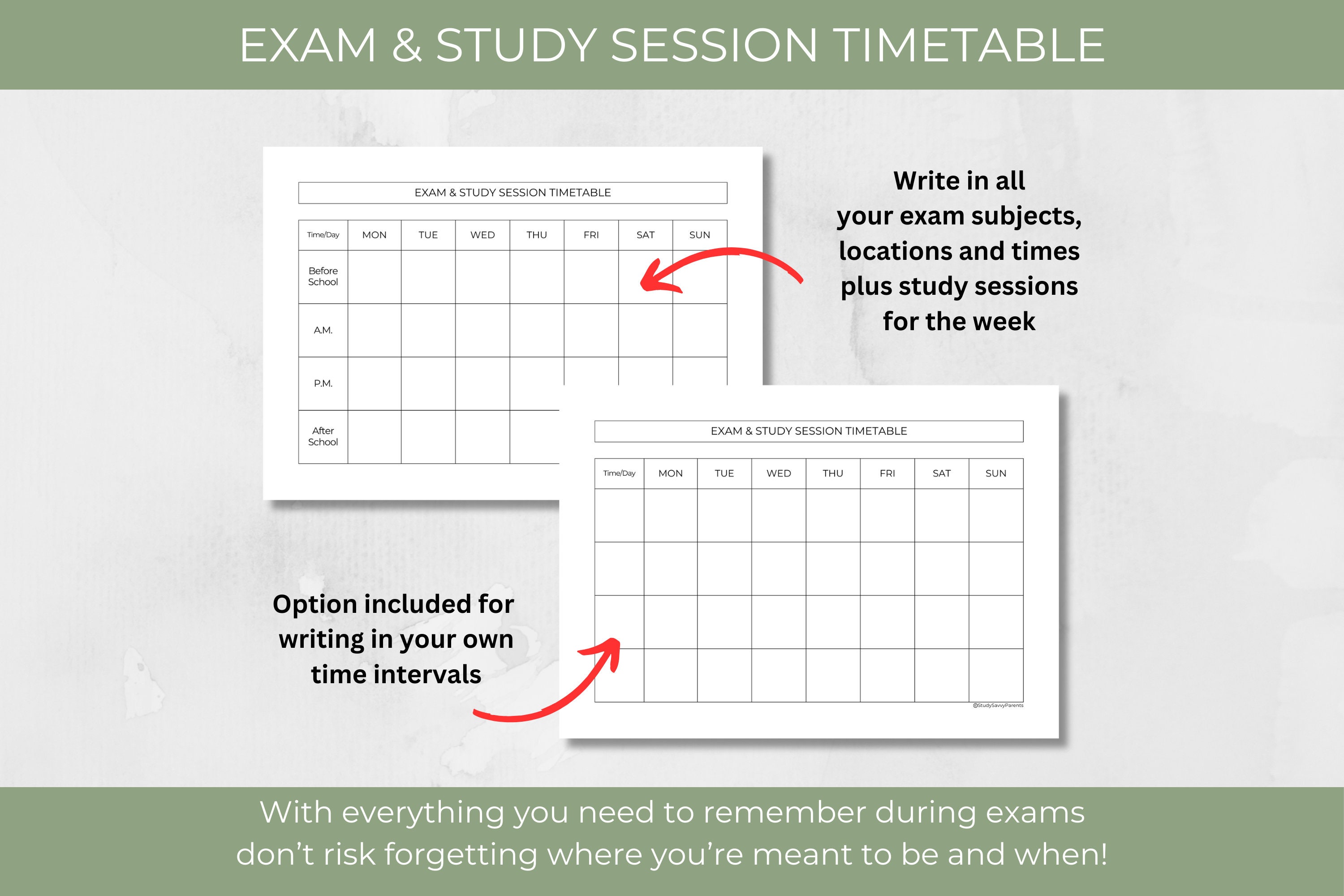 Exam Study Timetable, Printable Timetable Planner, Time Table Schedule ...