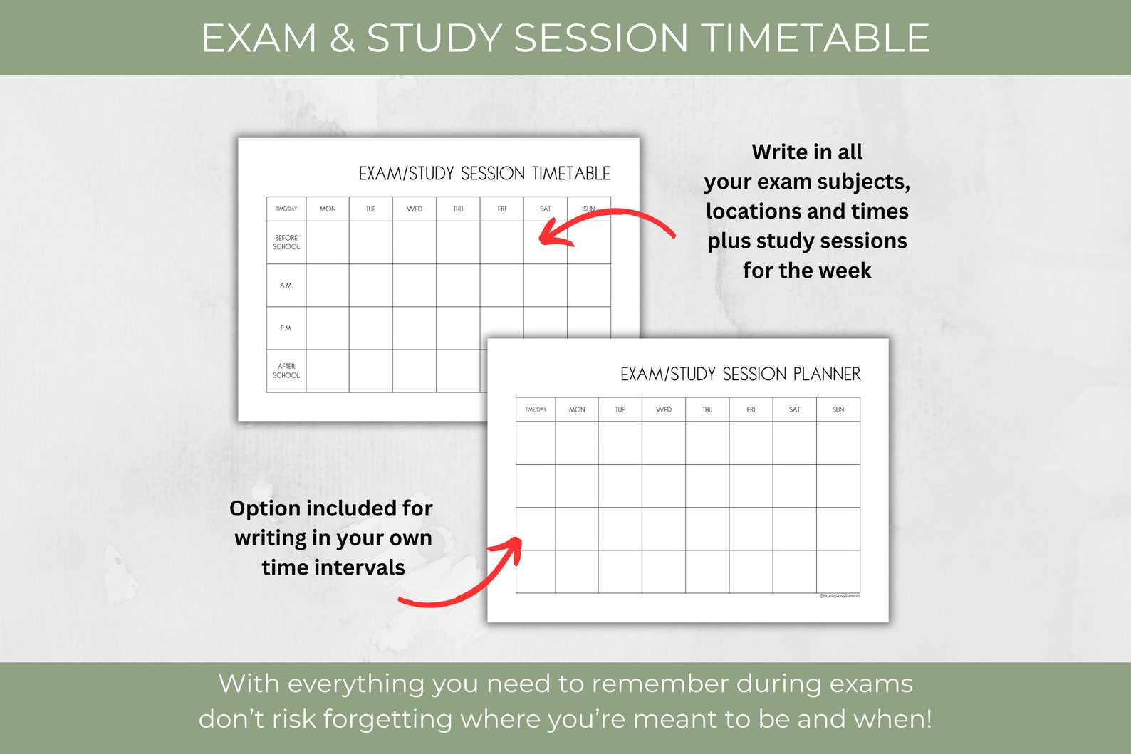 Exam Study Timetable, Printable Timetable Planner, Time Table Schedule ...