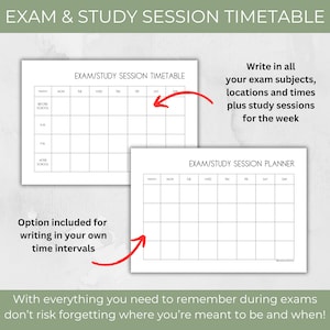 Exam Study Timetable, Printable Timetable Planner, Time Table Schedule ...