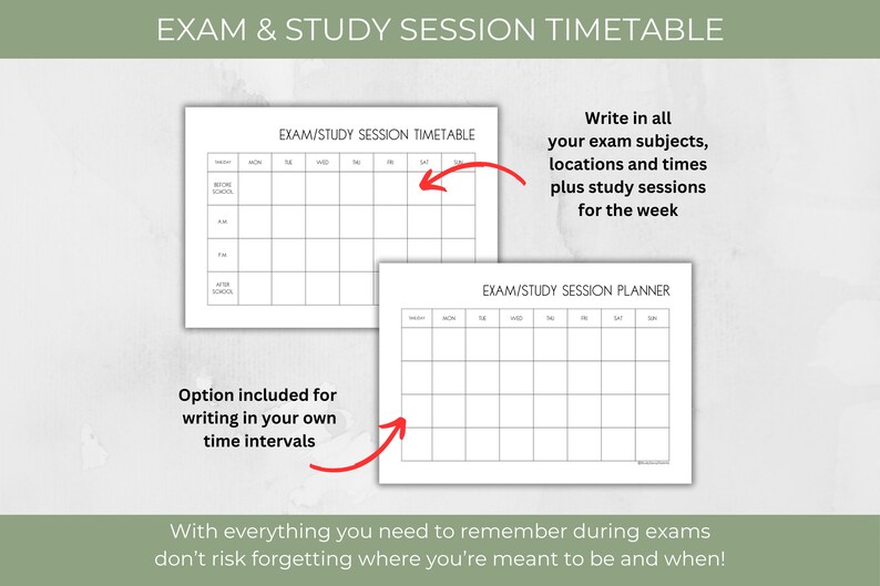 Exam Study Timetable, Printable Timetable Planner, Time Table Schedule ...