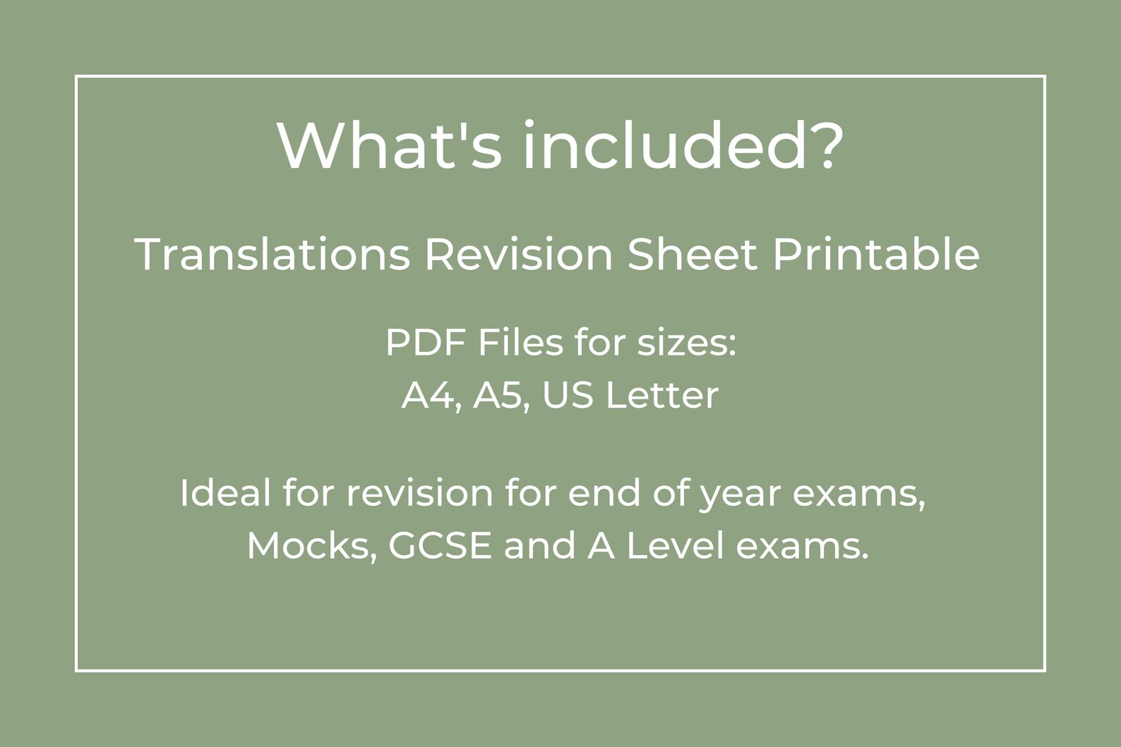 Translations Phrases Revision Sheet, Student Printable Revision ...