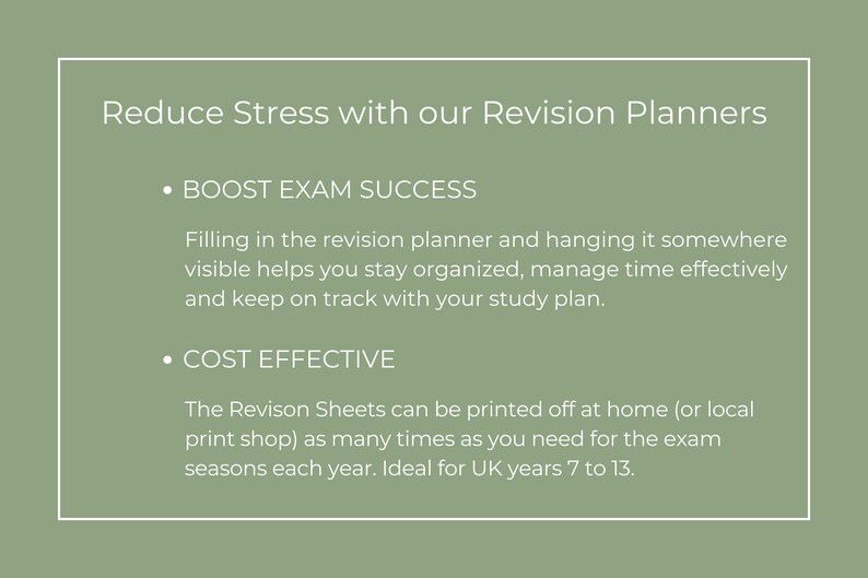 Revision Planner, Study Planner, Student Printable, Study Timetable, A4 ...