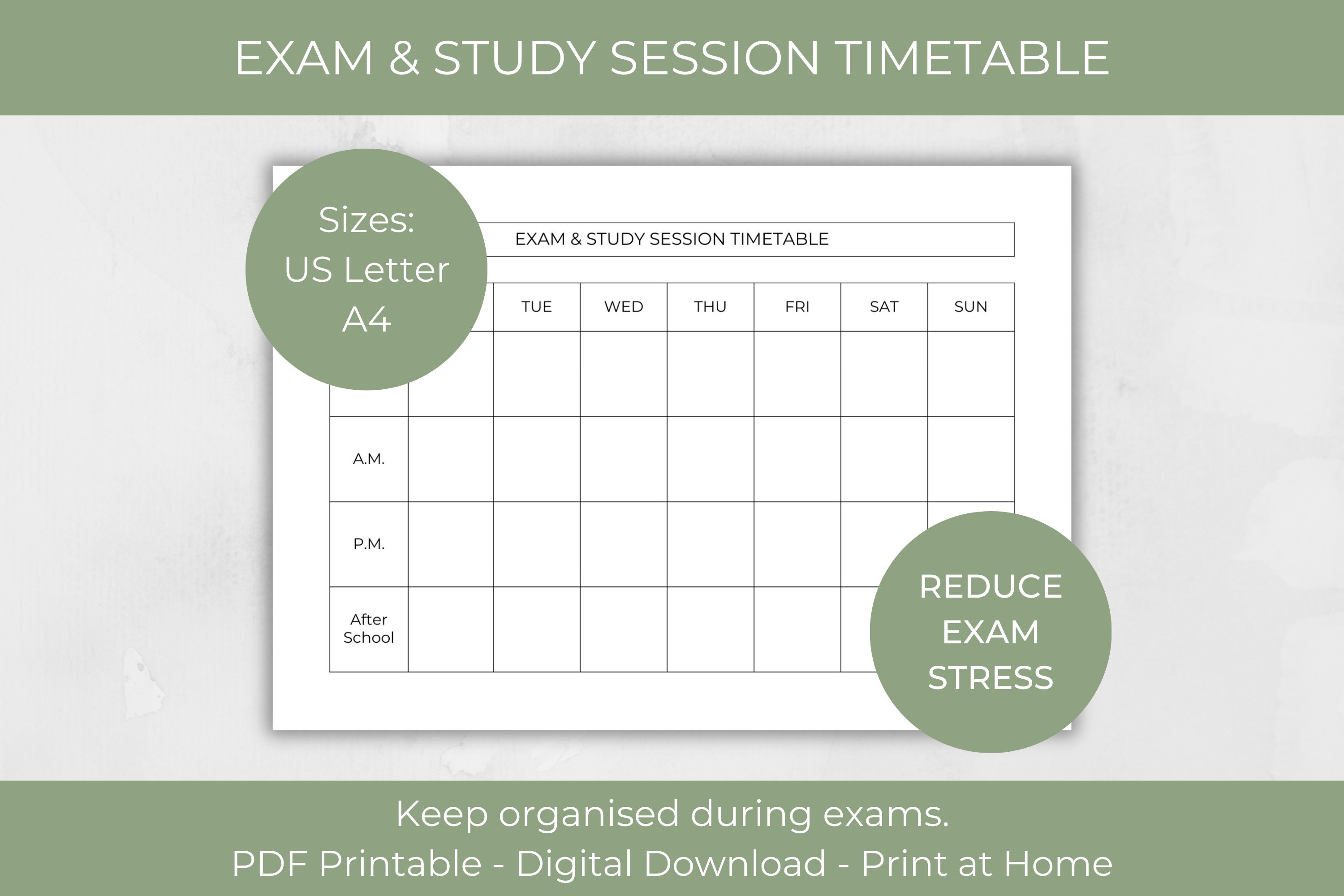 Exam Study Timetable, Printable Timetable Planner, Time Table Schedule ...