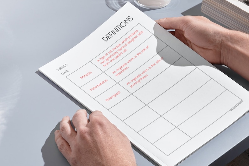 Definitions Printable Revision Sheet, GCSE Exam Study Help for Revising ...