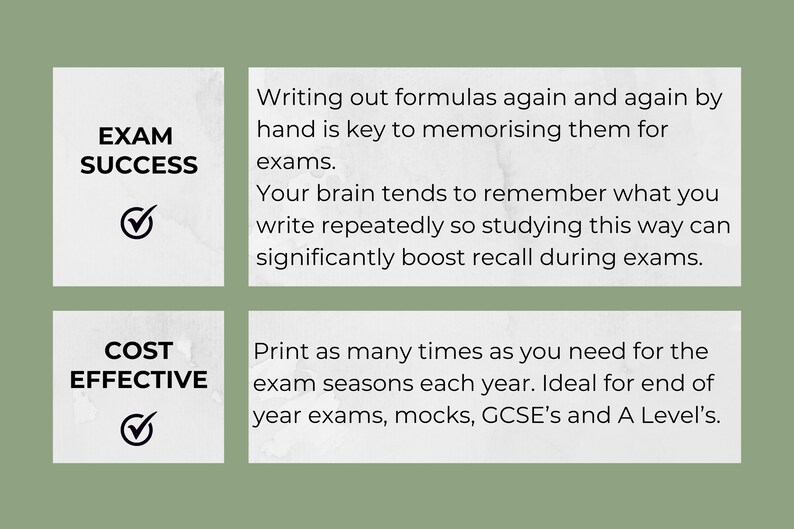 Formulas Printable Revision Sheet, GCSE Exam Study Help for Revising, PDF Study Resources ...