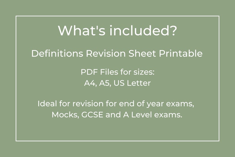 Formulas Printable Revision Sheet, GCSE Exam Study Help for Revising ...