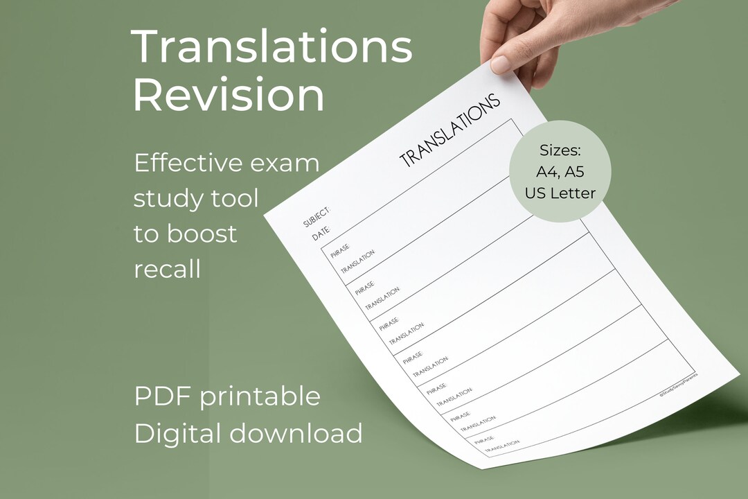 Translations Printable Revision Sheet, GCSE Exam Study Help for ...