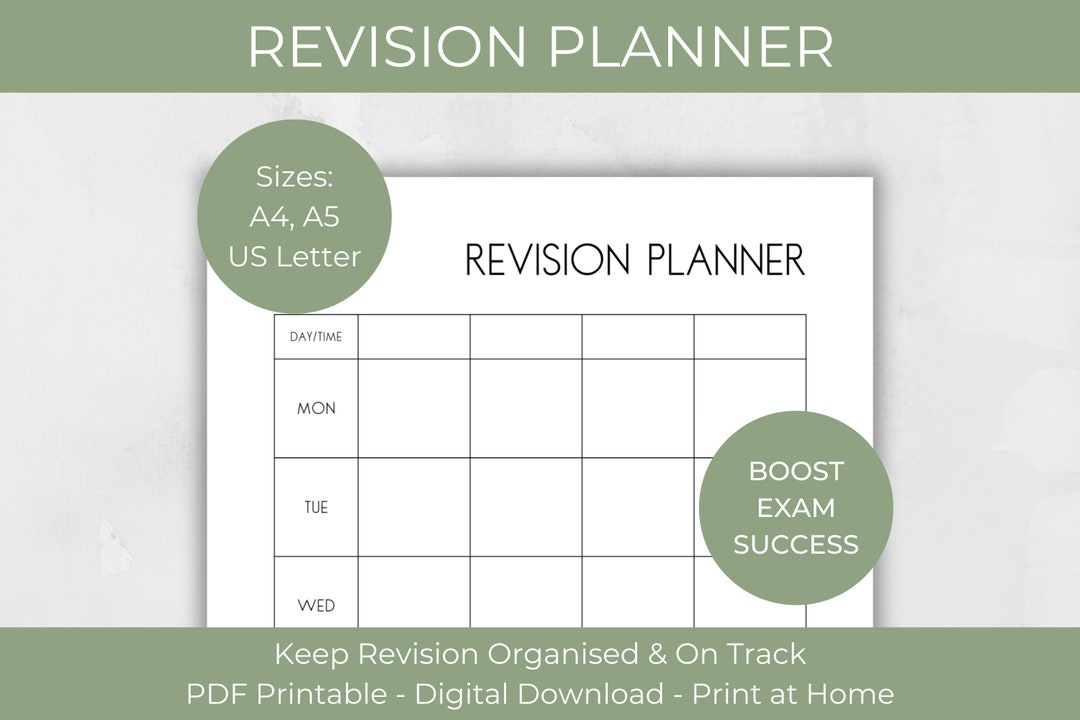 Revision Planner, Student Printables Study Planner, GCSE Exam Study ...