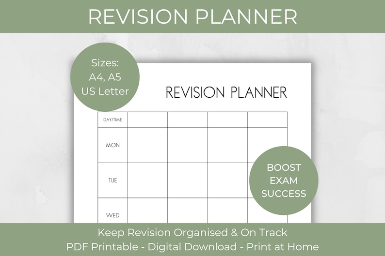 Revision Planner, Student Printables Study Planner, GCSE Exam Study ...