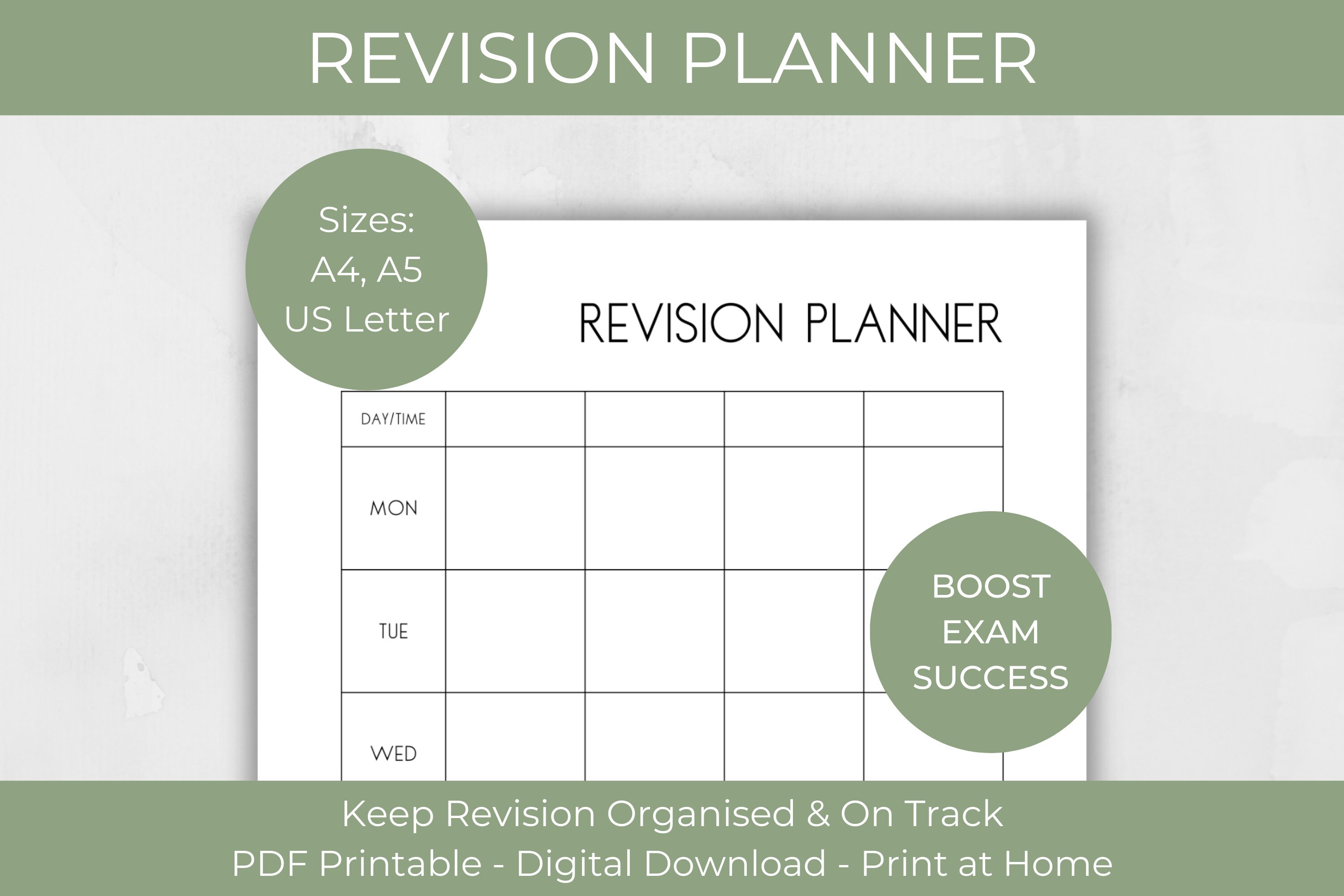 Revision Planner, Student Printables Study Planner, GCSE Exam Study ...