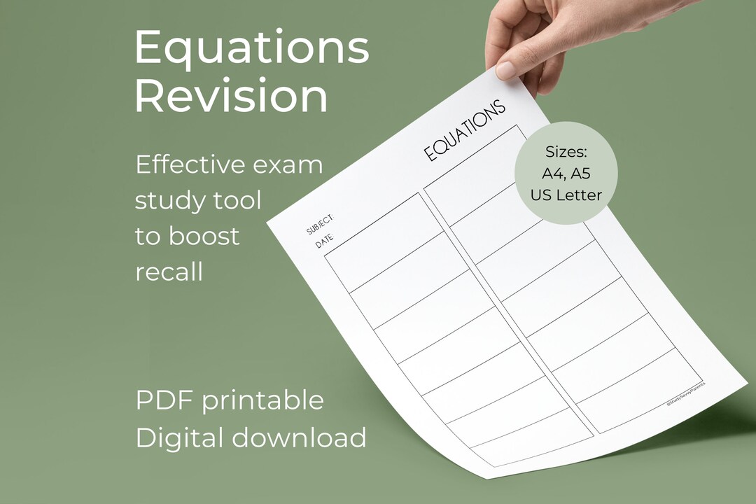 Equations Printable Revision Sheet, GCSE Exam Study Help for Revising ...