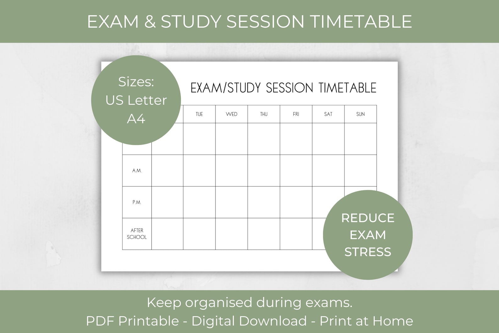 Exam Study Timetable, Printable Timetable Planner, Time Table Schedule ...