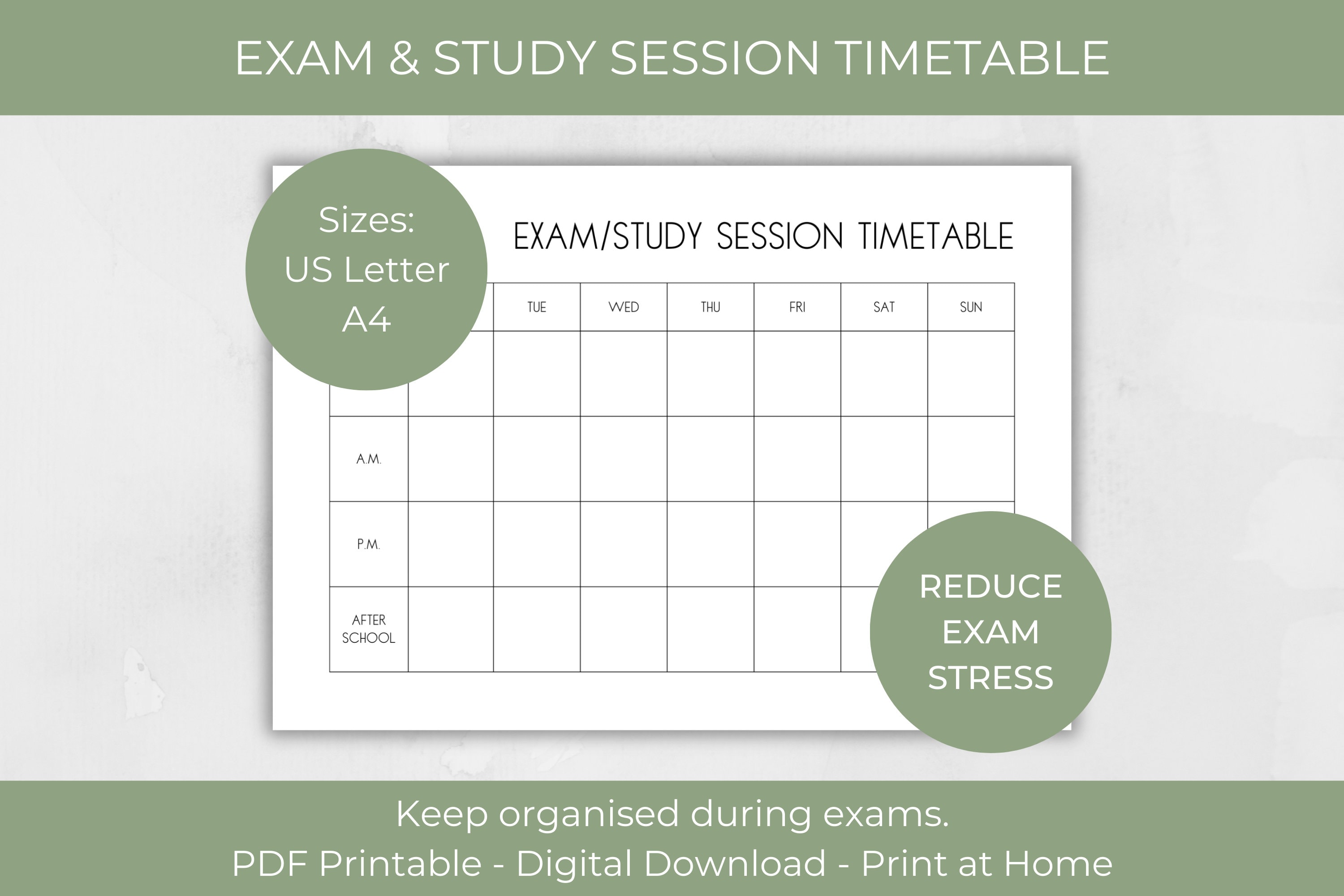 Exam Study Timetable, Printable Timetable Planner, Time Table Schedule ...