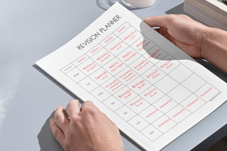 Revision Planner, Printable Study Planner, GCSE Exam Study Help for ...