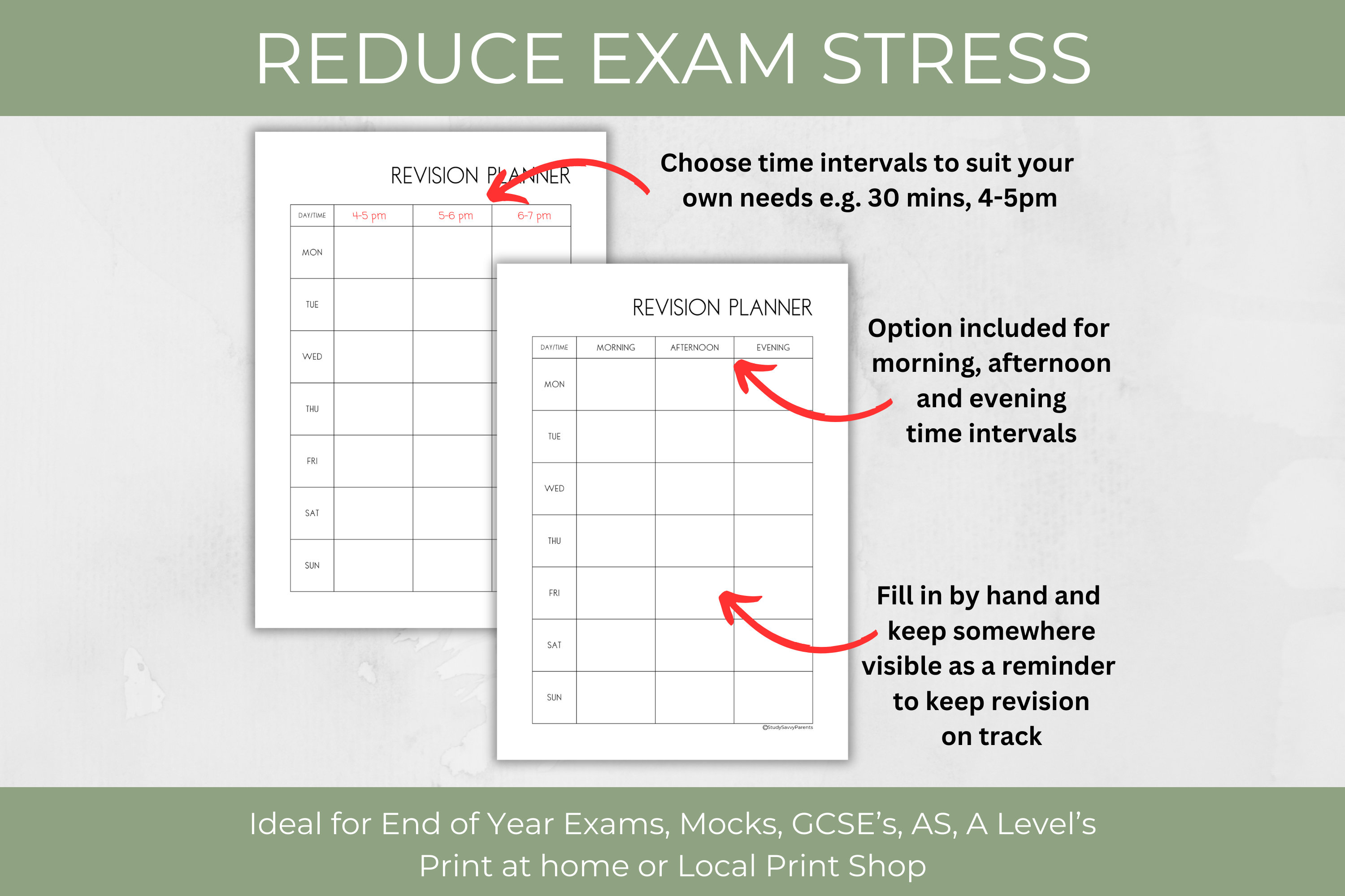 Revision Planner, Printable Study Planner, GCSE Exam Study Help for ...