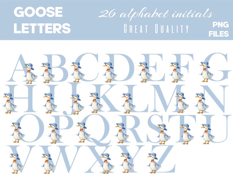 Goose Alphabet Initials Letters PNG Sublimation - Etsy