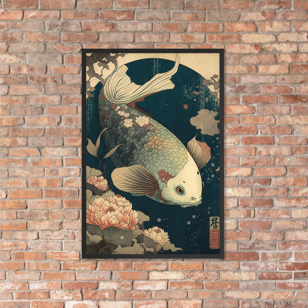 Japanese Koi Fish Art Ukiyo-e Art Wall Art Framed - Etsy