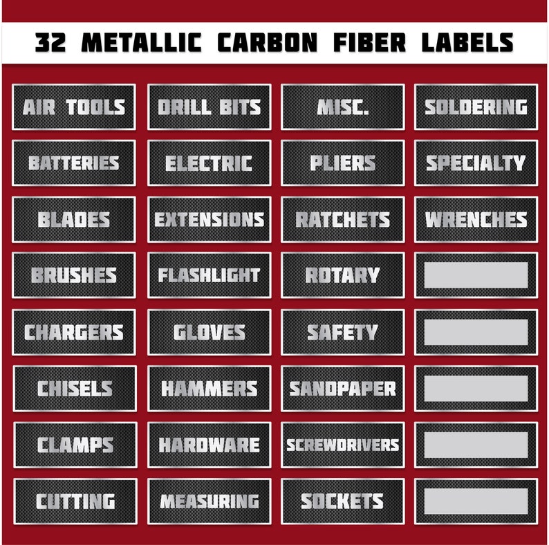Metallic Tool Box Labels - Etsy