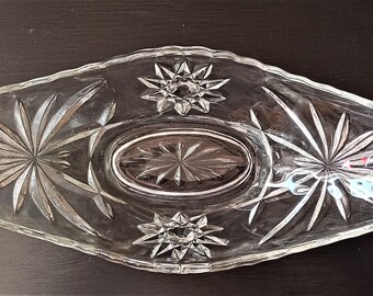 Vintage ANCHOR HOCKING Star of David Prescut EAPC Glass Large Serving ...