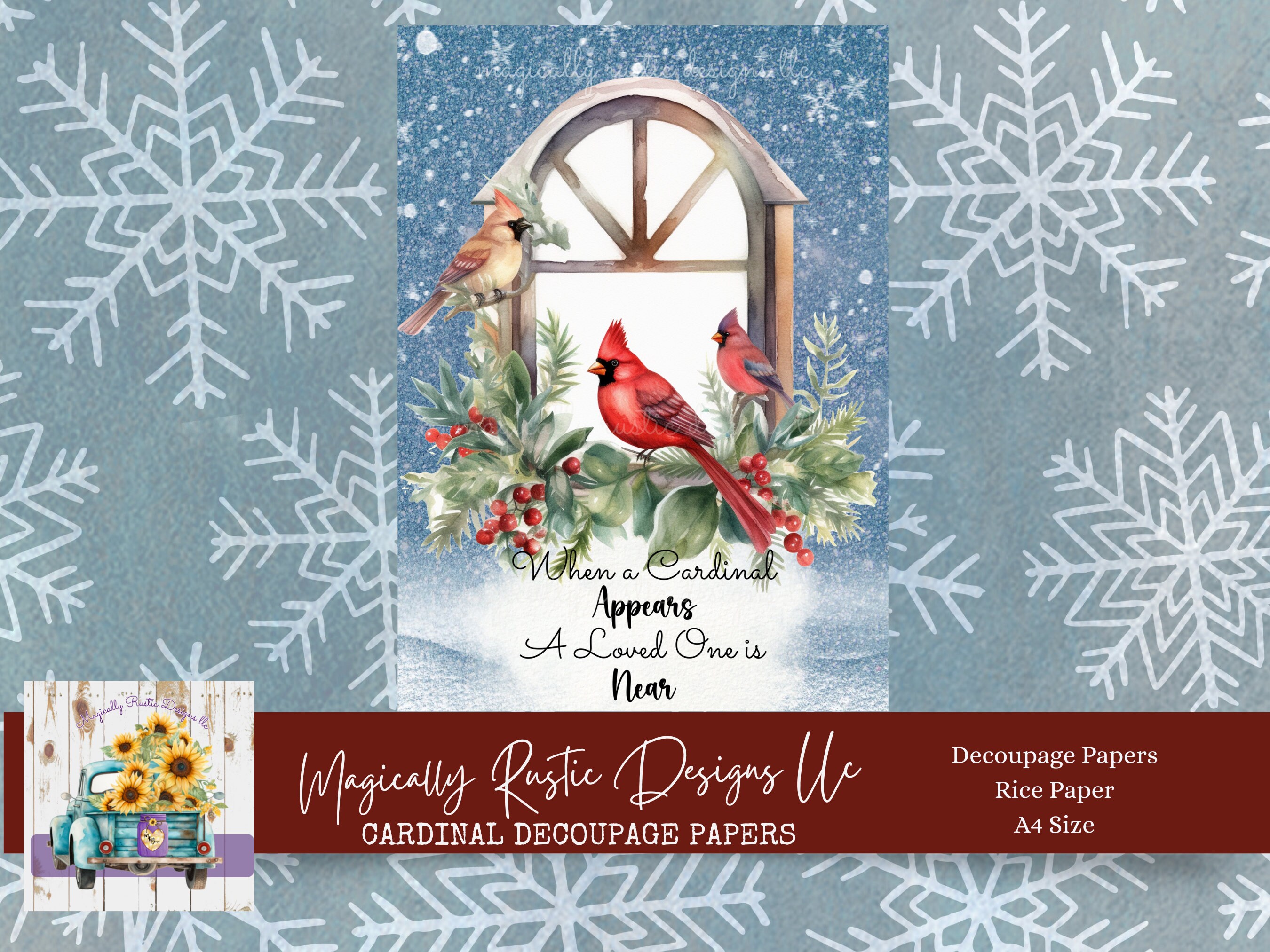 Cardinal Decoupage Rice Paper: Holiday DIY Crafts, Scrapbooking and ...
