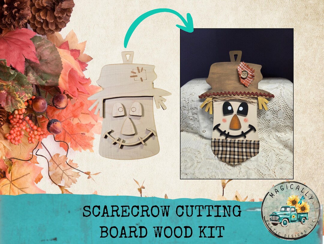 Scarecrow Wood Kit: Fall DIY Kit, Cutting Board - Etsy