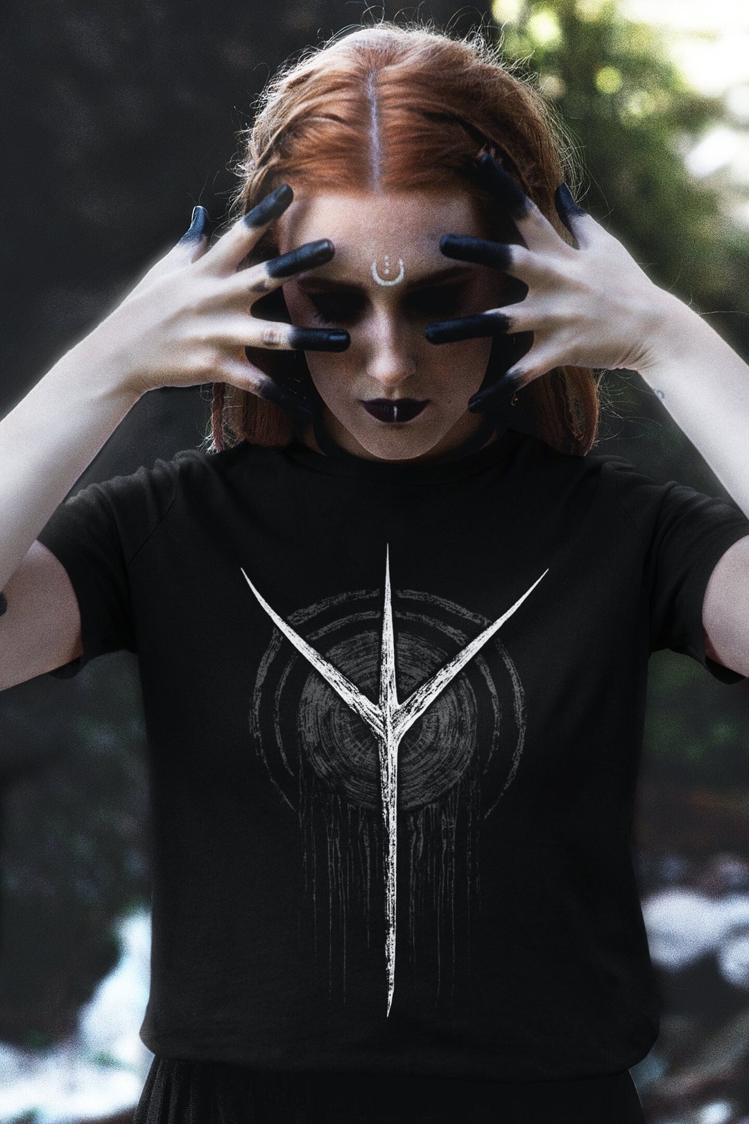 Algiz Rune T-shirt – Norse Pagan Protection Symbol, Witchy Gothic Tee ...