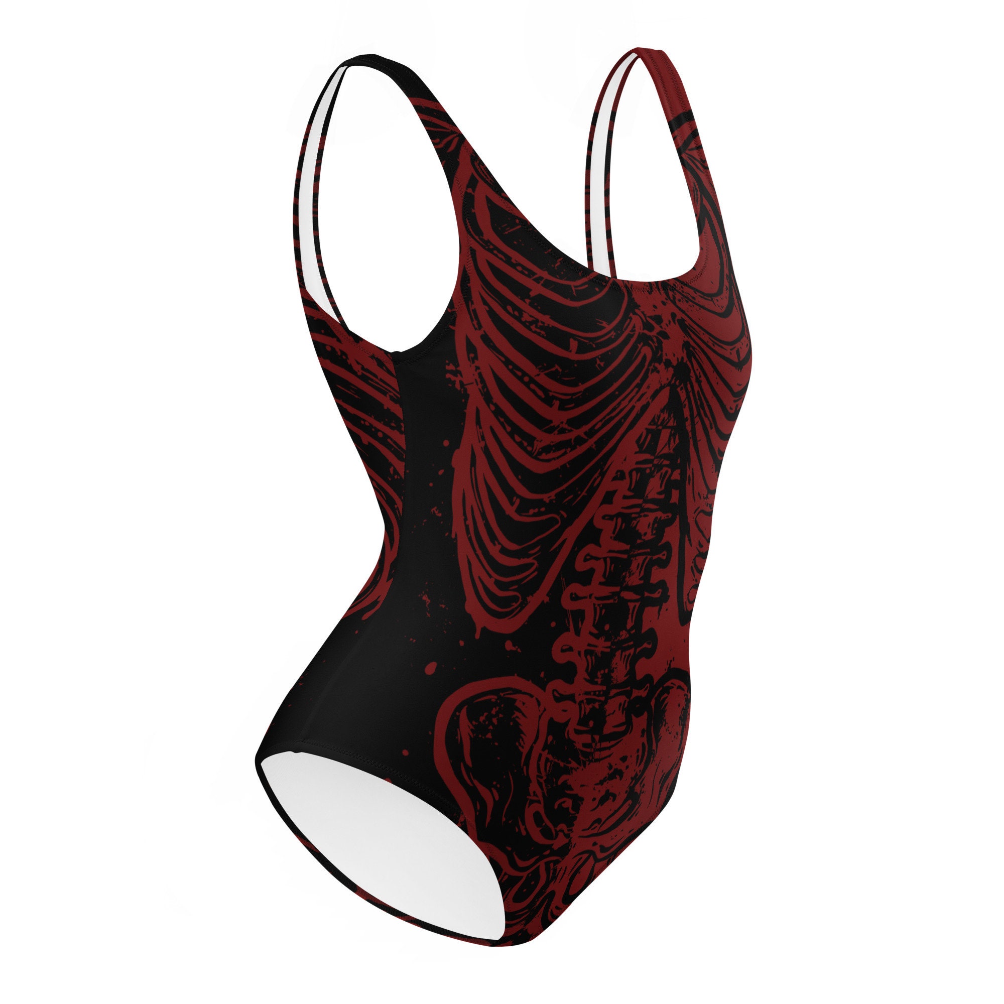 Red Skeleton Swimsuit: Gothic Halloween Women's One-piece - Etsy