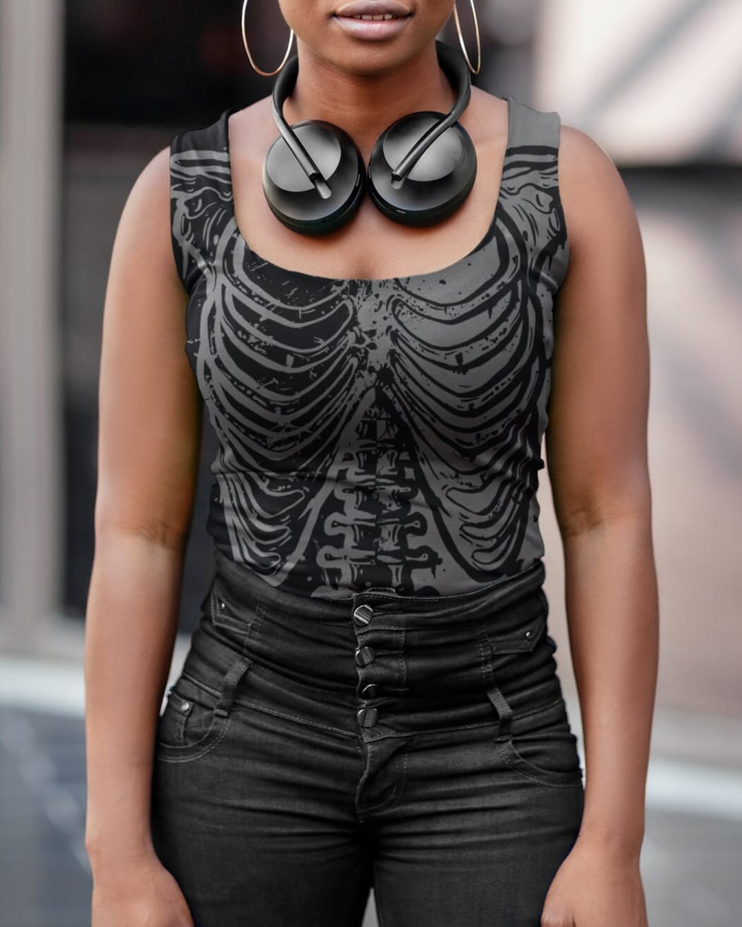 Grey Skeleton Tank Top: Spooky Gothic Halloween Shirt - Etsy